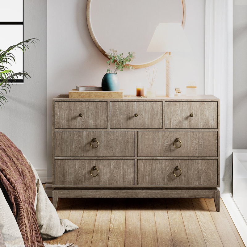 Lark Manor Boxholm 54 W Modern 7 Drawer Double Dresser with Solid wood Legs Reviews Wayfair